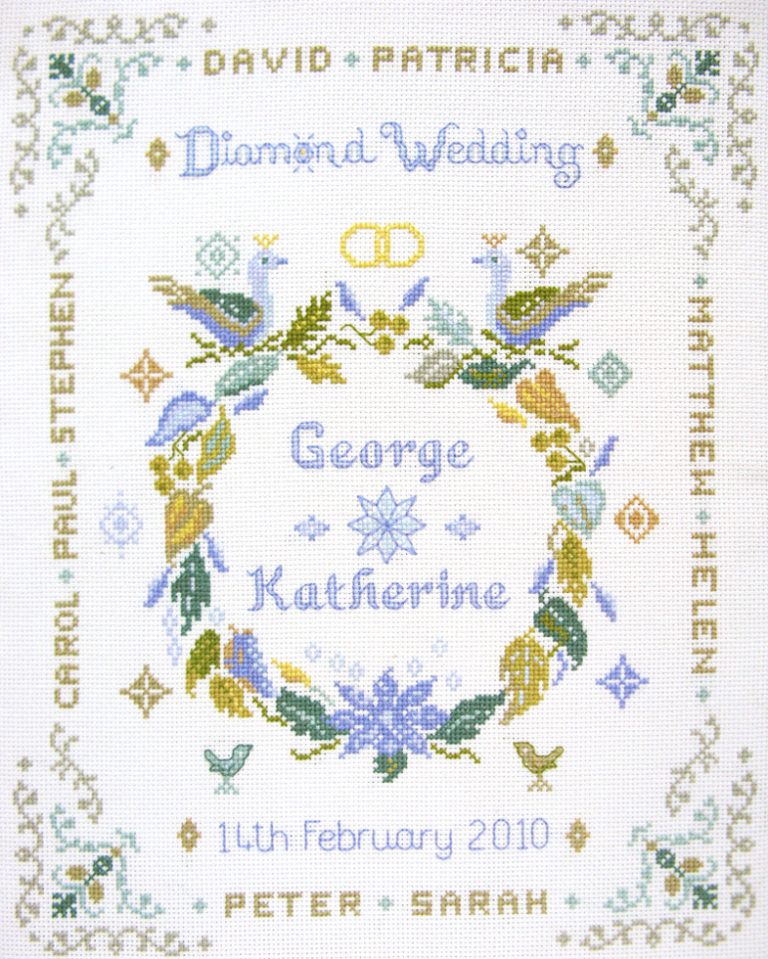Diamond Anniversary sampler cross stitch kit
