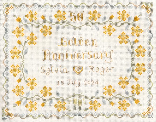 50th Wedding Anniversary Sampler cross stitch kit