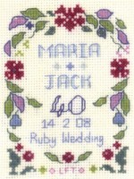 Ruby Wedding anniversary cross stitch kit in gemstone colours